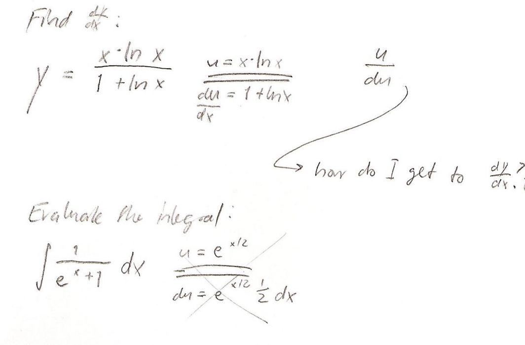 Solved Find dy/dx: yn = x ln x/1 + ln x u/du how do I get | Chegg.com