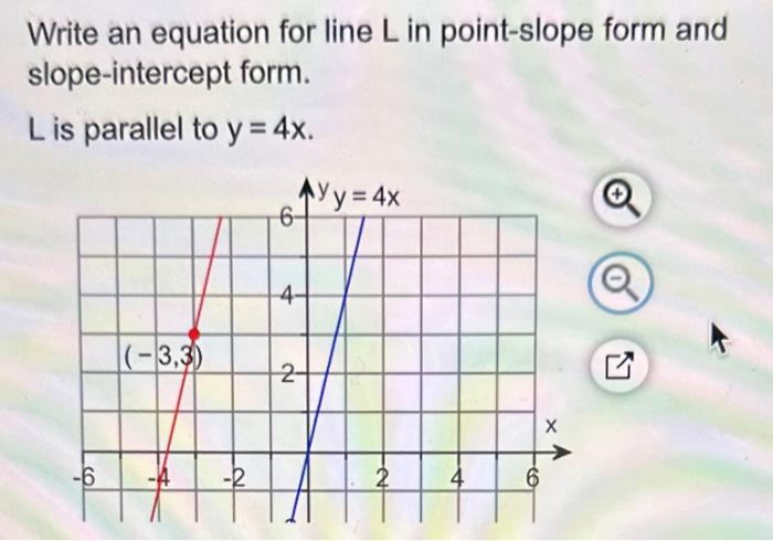 Solved Write an equation for line L in point-slope form and | Chegg.com