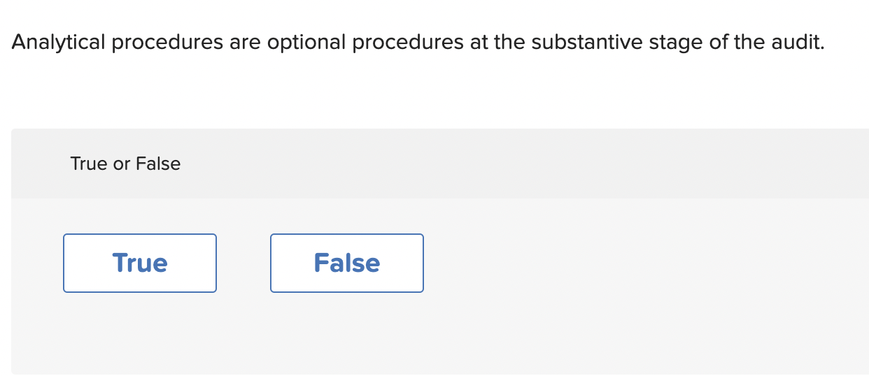 Solved Analytical procedures are optional procedures at the | Chegg.com