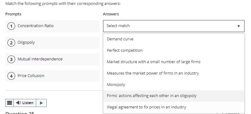 Solved Match the following prompts with their corresponding | Chegg.com