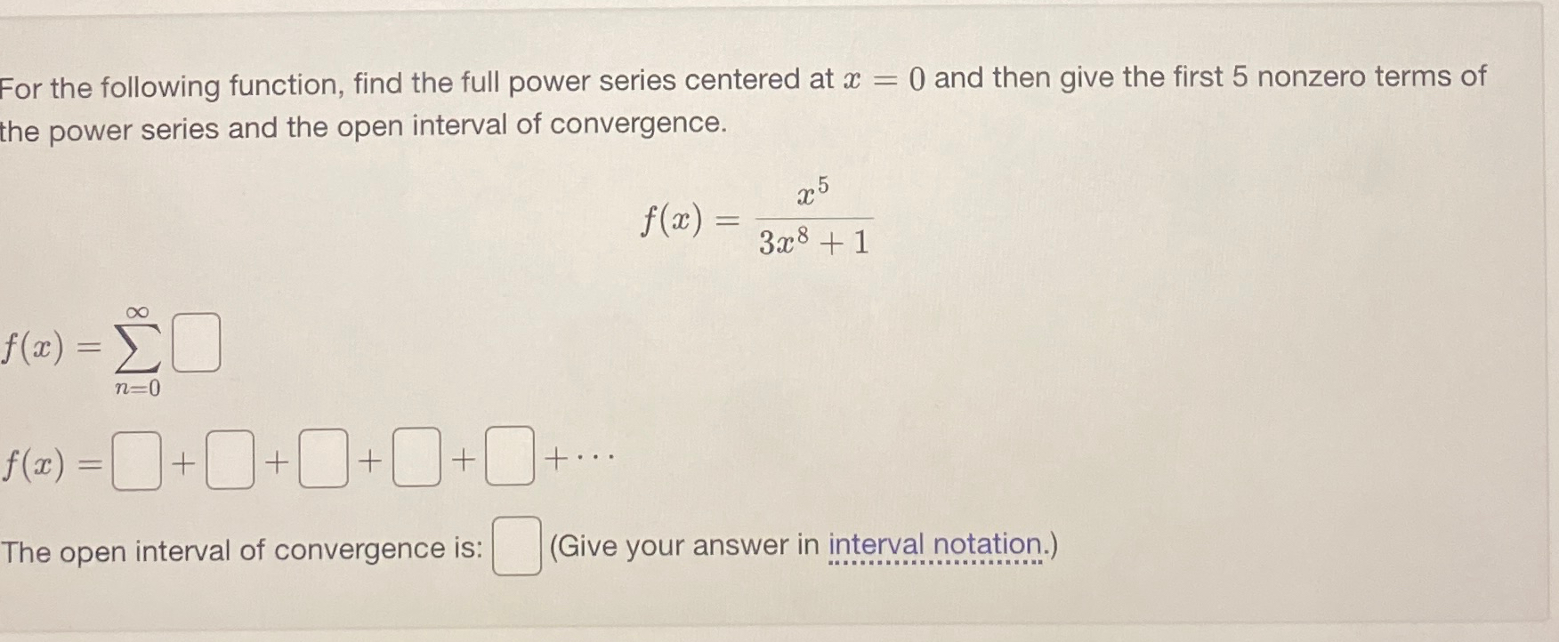 Solved For the following function, find the full power | Chegg.com