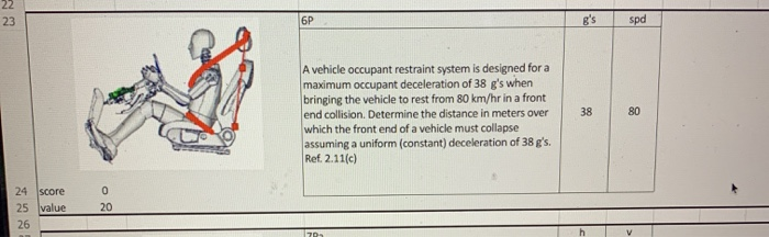 Solved spd A vehicle occupant restraint system is designed | Chegg.com