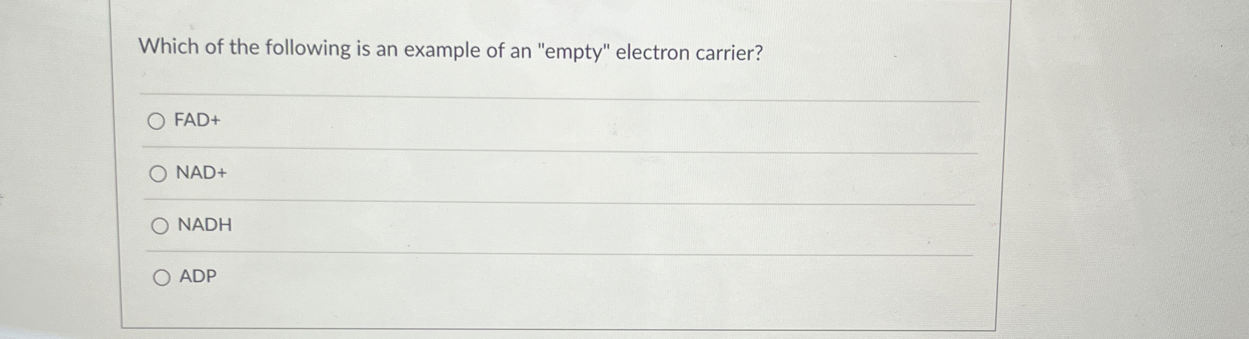 Solved Which of the following is an example of an "empty" | Chegg.com