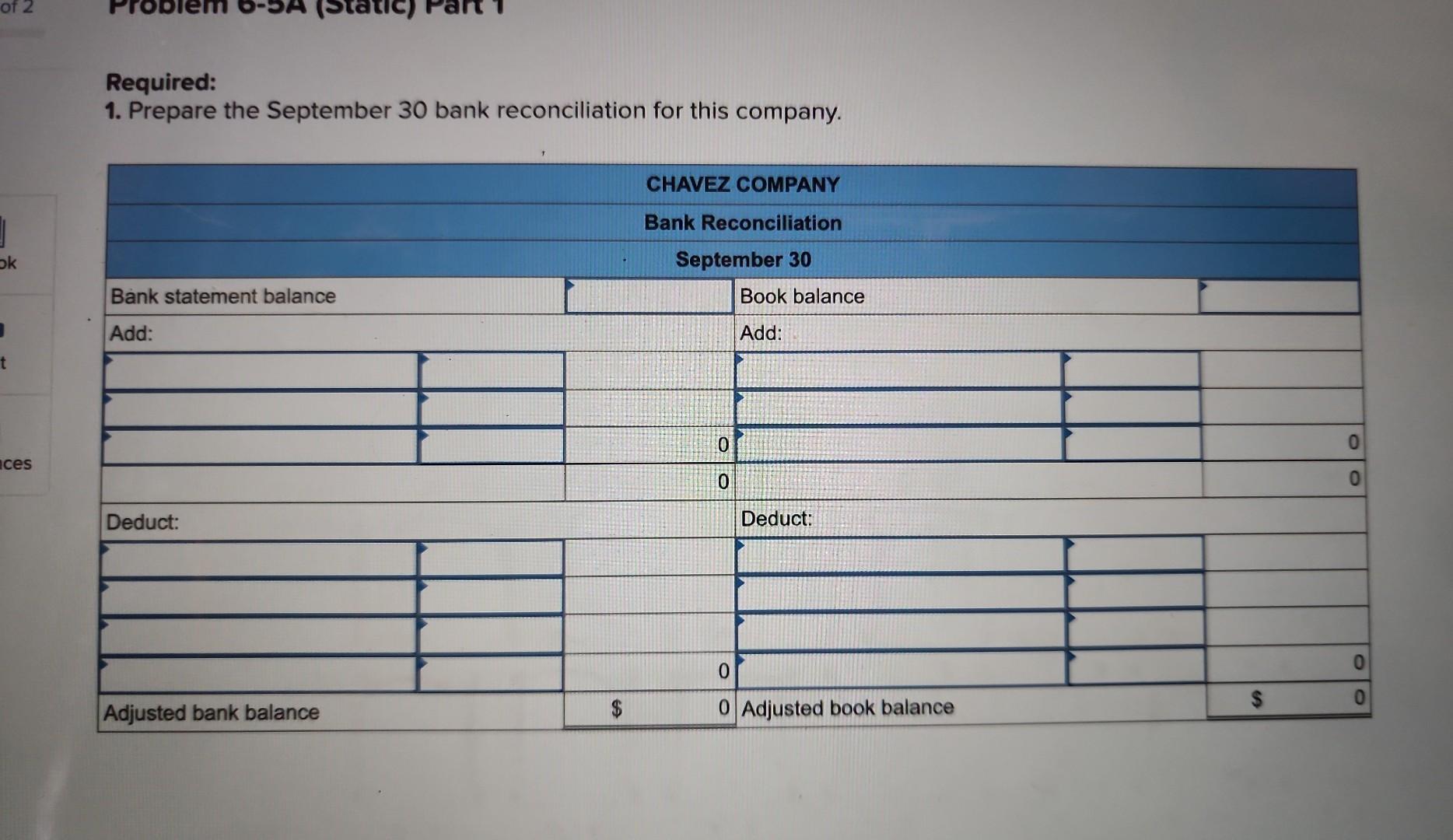 Solved Problem 6-5A (Static) Preparing a bank reconciliation | Chegg.com
