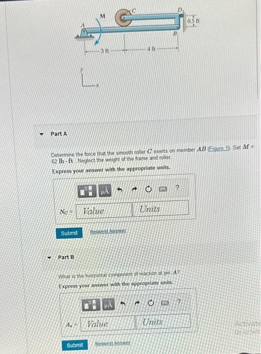 Solved Determine the force that the smooth roller C exerts | Chegg.com