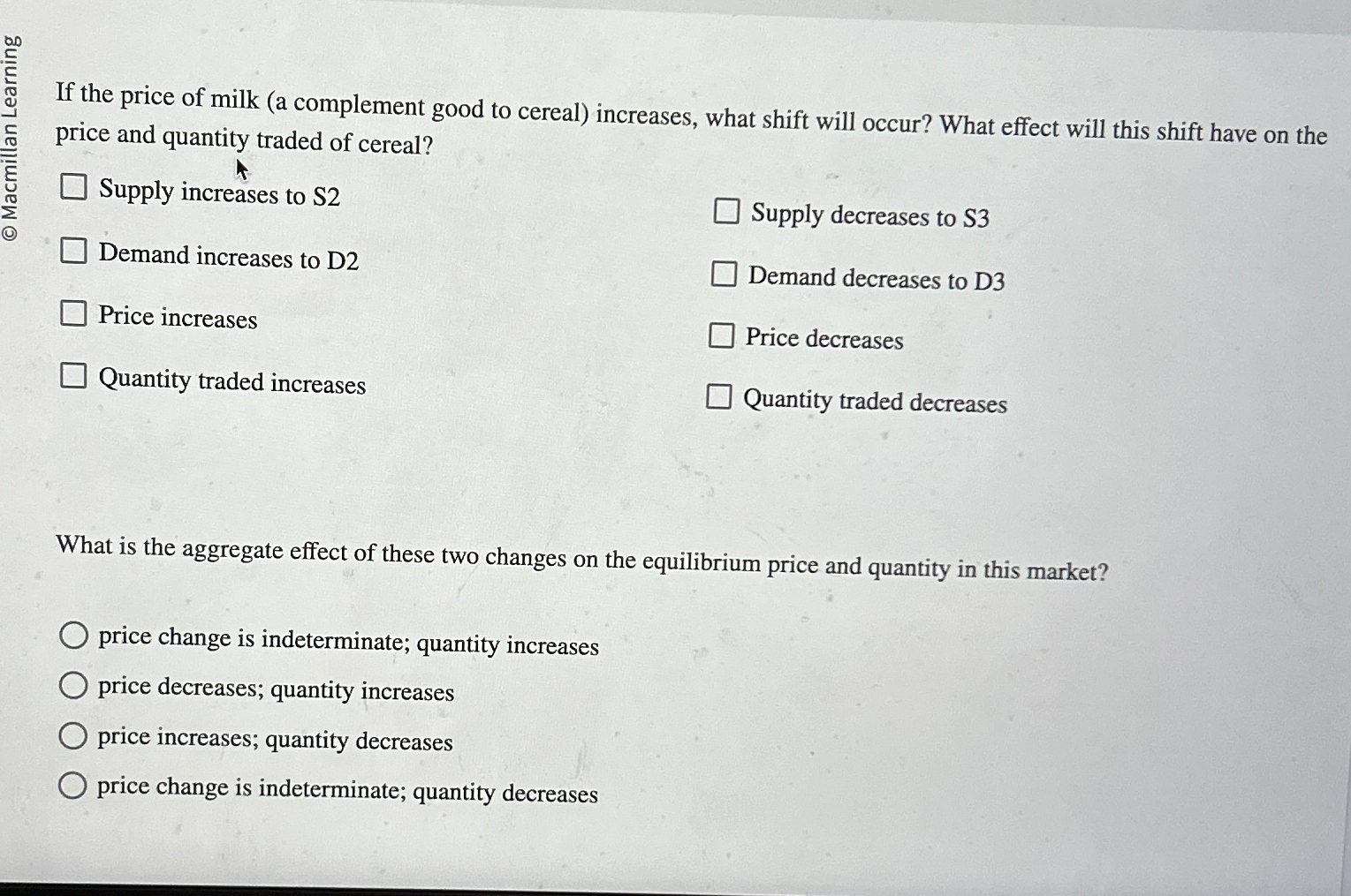 Solved If the price of milk (a complement good to cereal) | Chegg.com