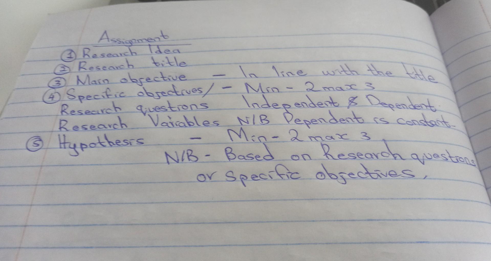 Assigment (1) Research Idea (2) Research title (3) | Chegg.com