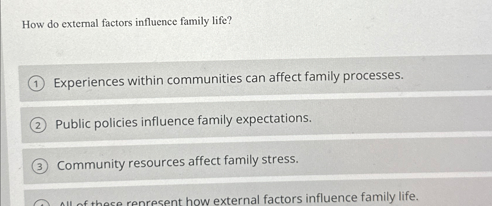 Solved How do external factors influence family | Chegg.com