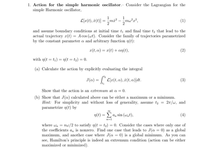 Solved 1. Action for the simple harmonic oscillator.- | Chegg.com