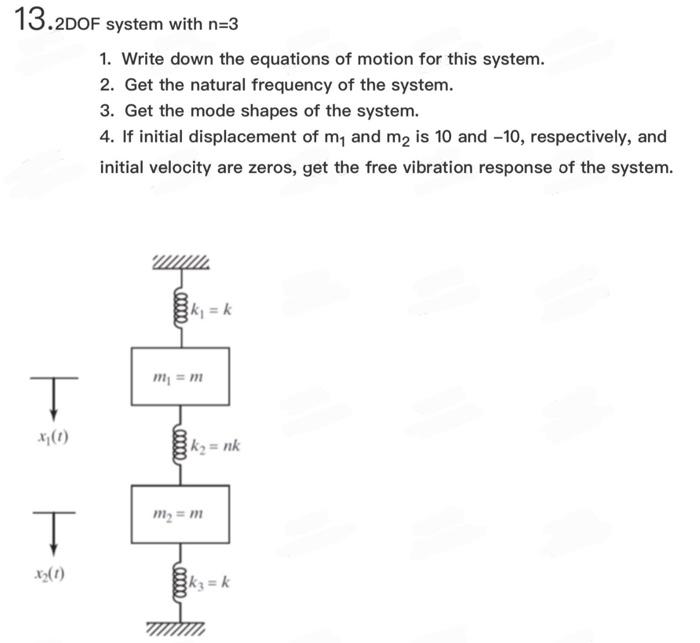 Solved 3. 2DOF system with n=3 1. Write down the equations | Chegg.com