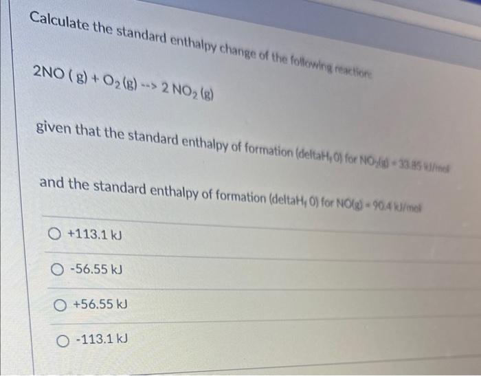 Solved Calculate the standard enthalpy change of the | Chegg.com