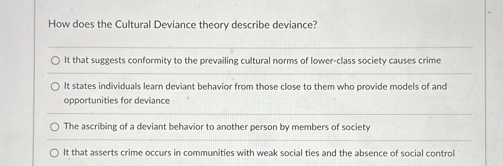 Solved How does the Cultural Deviance theory describe | Chegg.com