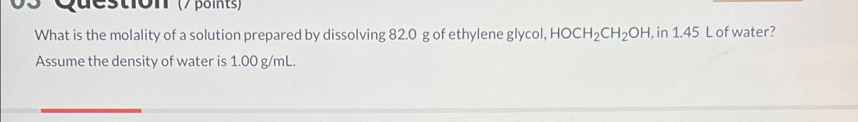 Solved What is the molality of a solution prepared by | Chegg.com