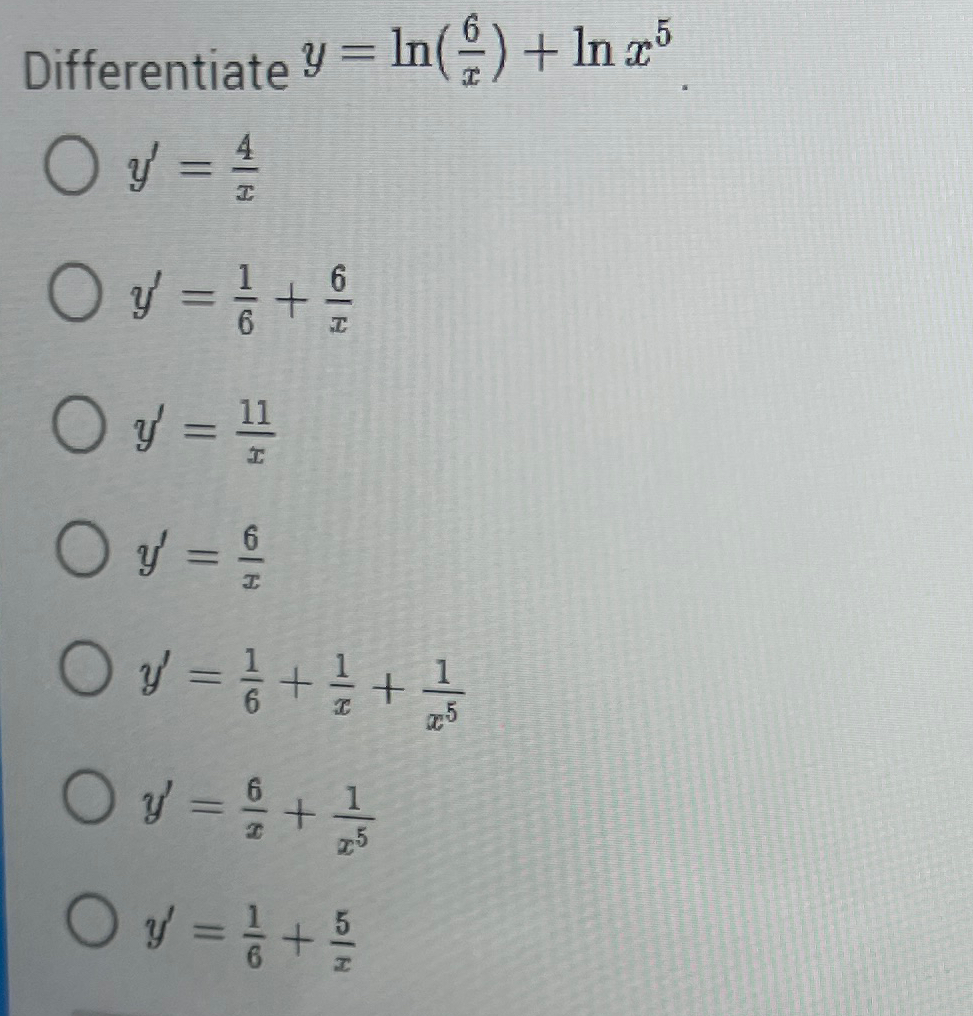 Solved Differentiate | Chegg.com
