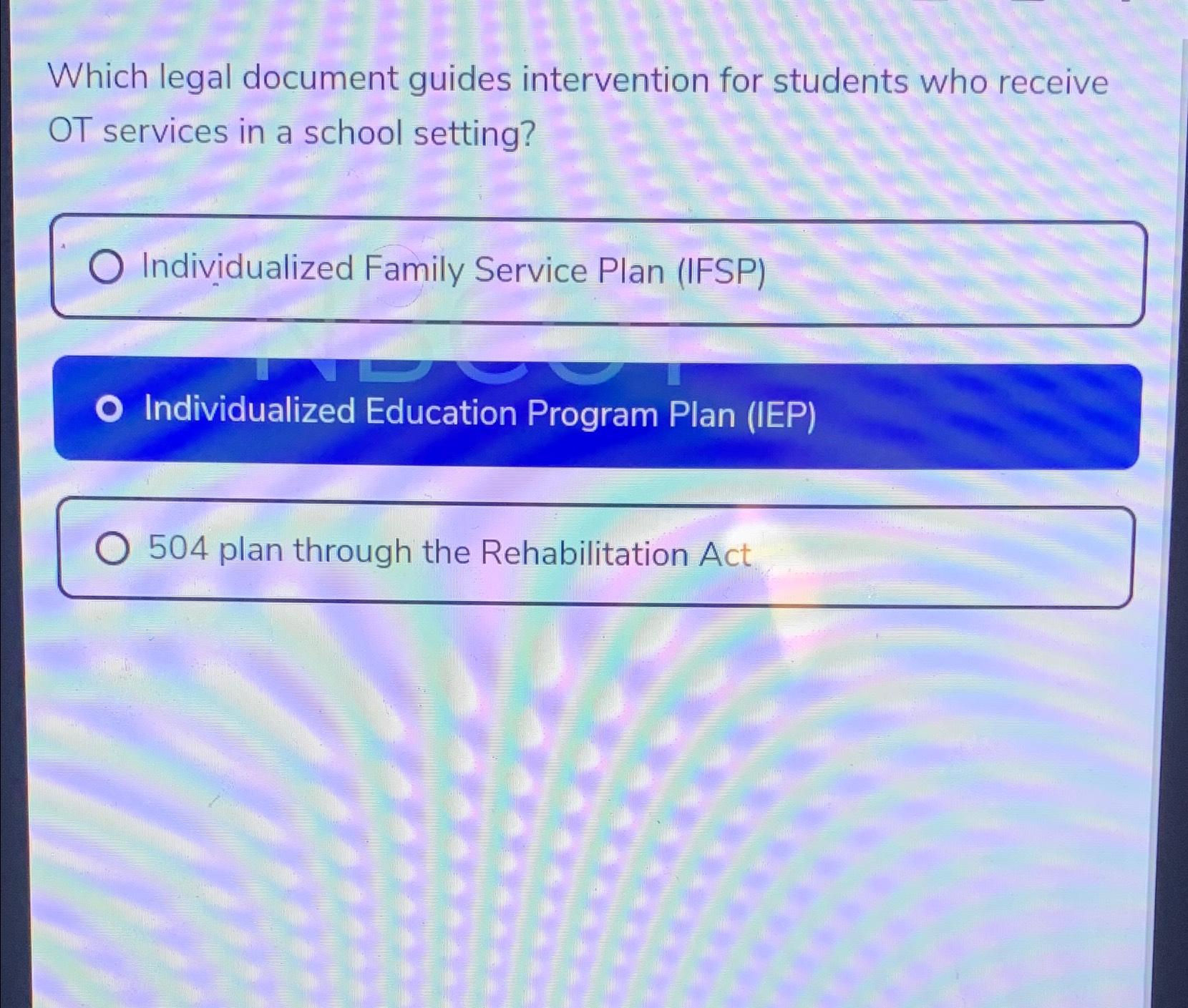 Solved Which legal document guides intervention for students | Chegg.com