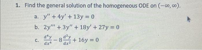 Solved 1. Find the general solution of the homogeneous ODE | Chegg.com