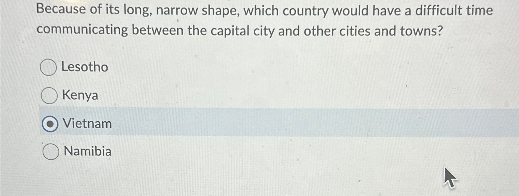 Solved Because of its long, narrow shape, which country | Chegg.com