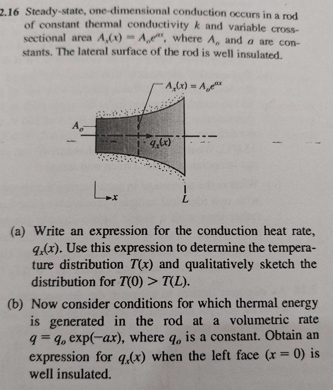 Solved 2.16 ﻿Steady-state, one-dimensional conduction occurs | Chegg.com