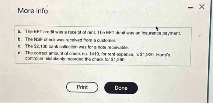 Solved More info a. The EFT credit was a receipt of rent. | Chegg.com