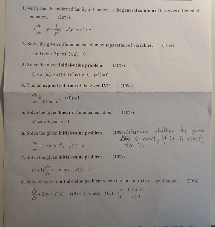 Solved Verify that the indicated family of functions is the | Chegg.com