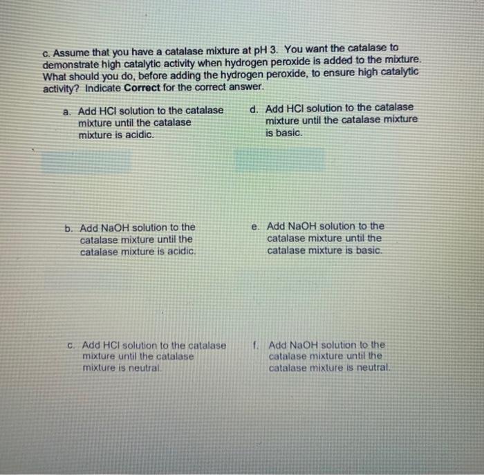 Solved E. Effect of pH on Catalase Activity Complete the | Chegg.com