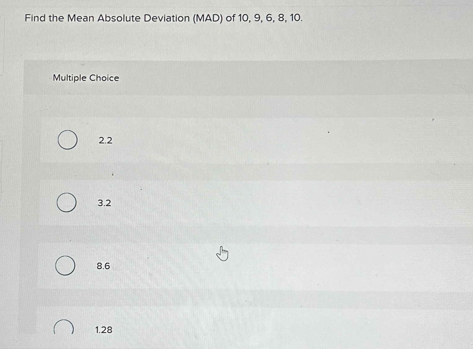 Solved Find the Mean Absolute Deviation (MAD) ﻿of | Chegg.com