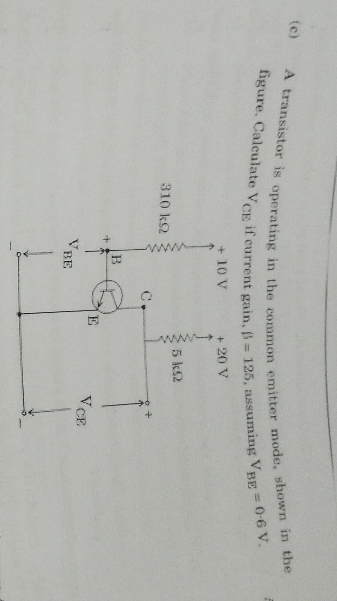 Solved A transistor is operating in the common emitter mode, | Chegg.com