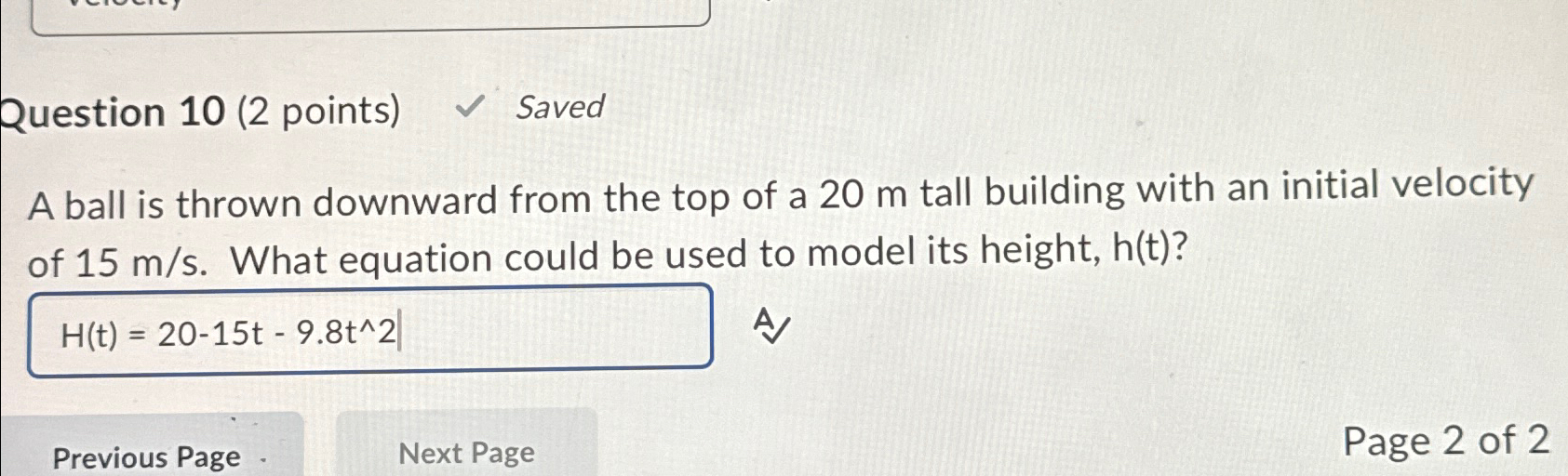 Solved Question 10 (2 ﻿points)SavedA ball is thrown downward | Chegg.com