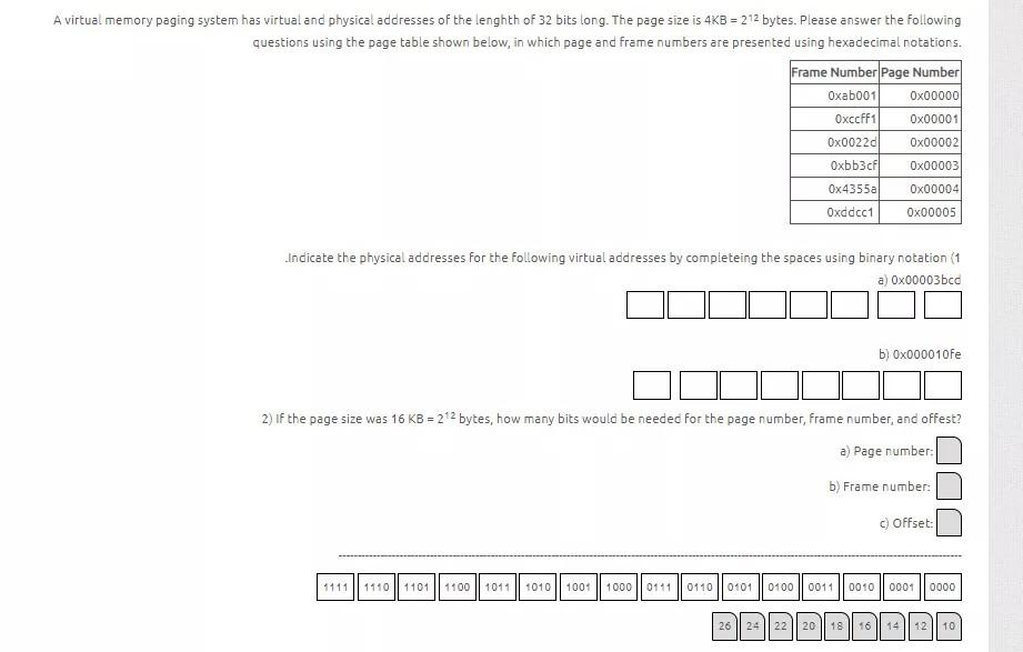 Solved A virtual memory paging system has virtual and | Chegg.com