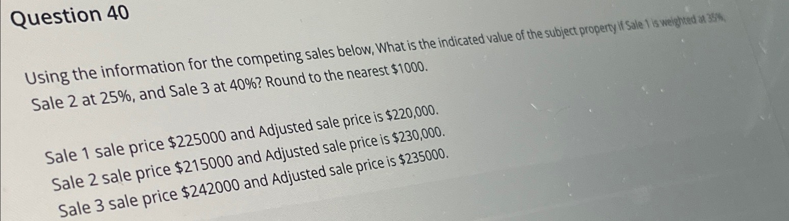 Solved Question 40Using the information for the competing | Chegg.com