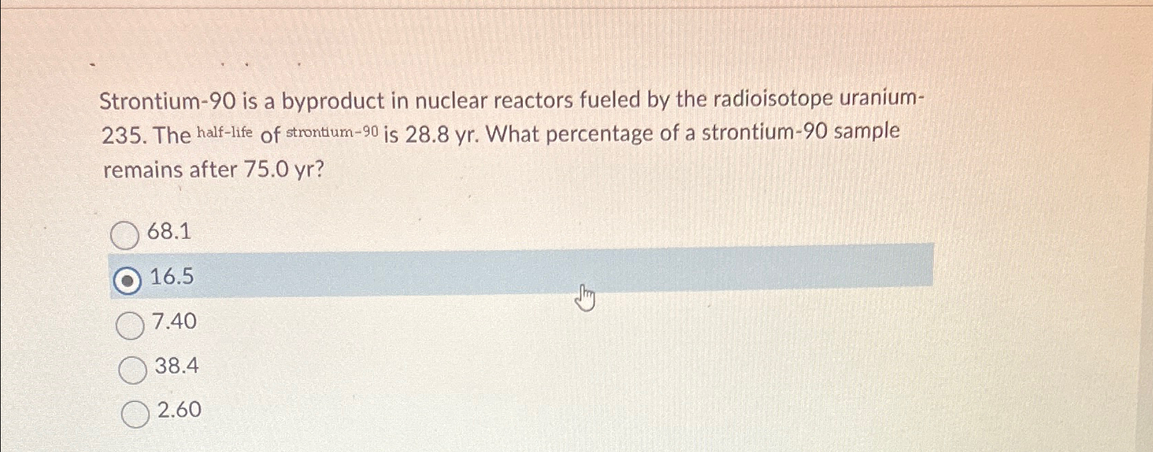 Solved Strontium-90 ﻿is a byproduct in nuclear reactors | Chegg.com