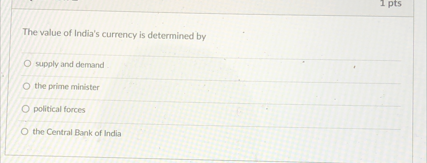 Solved The value of India's currency is determined bysupply | Chegg.com