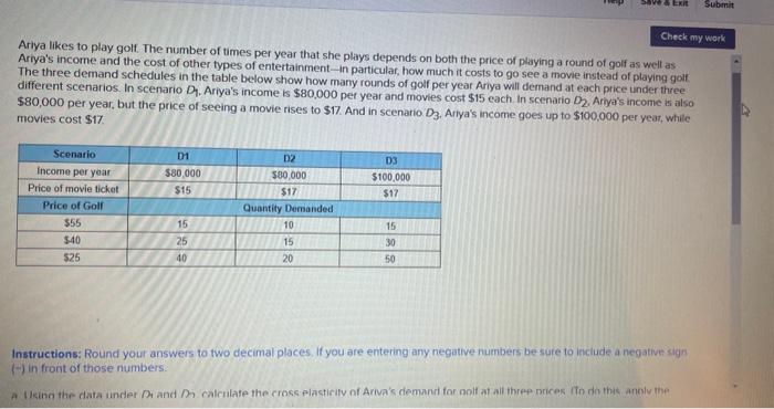 Solved Ariya likes to play golf. The number of times per | Chegg.com
