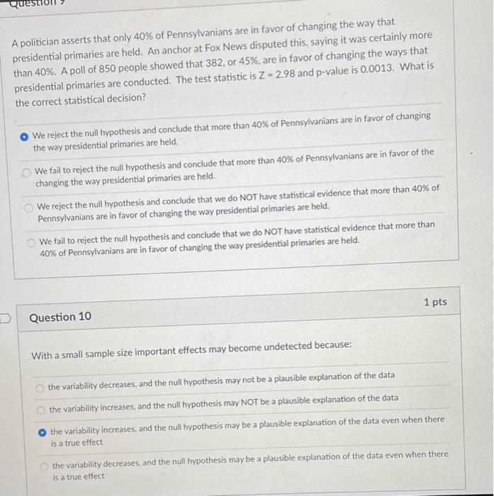 Solved A politician asserts that only 40% of Pennsylvanians | Chegg.com
