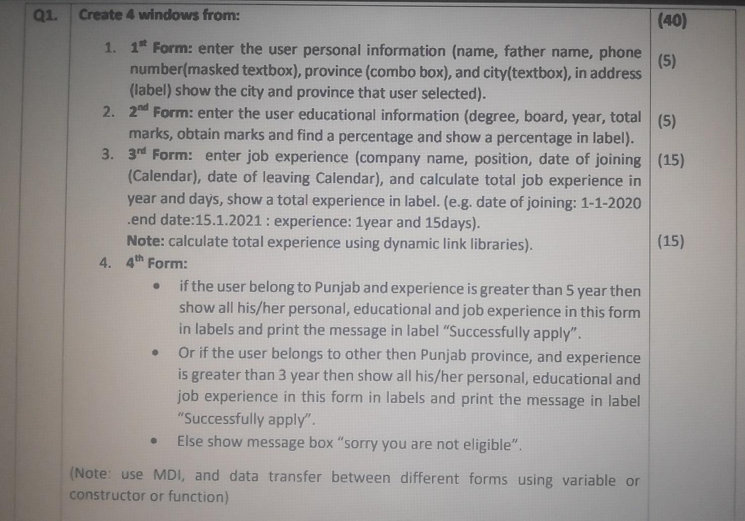 Solved Create a Windows Forms Application in Visual Studio | Chegg.com