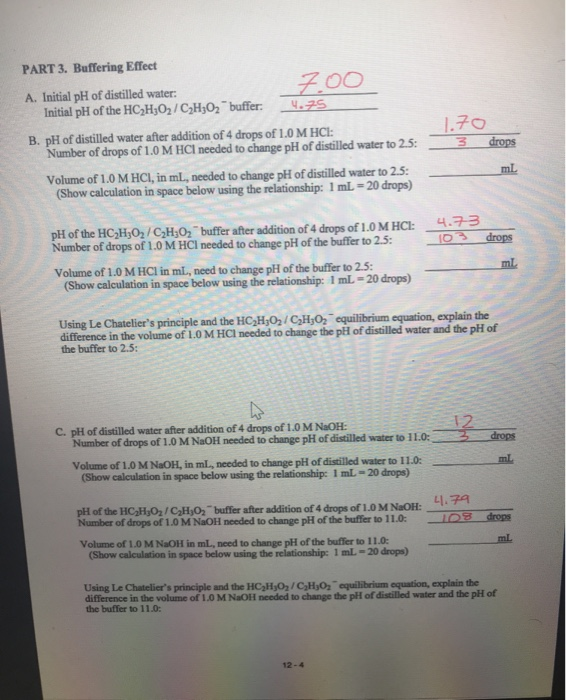 Solved CHEMISTRY 2A Name Experiment 12, pH, Acid-Base | Chegg.com