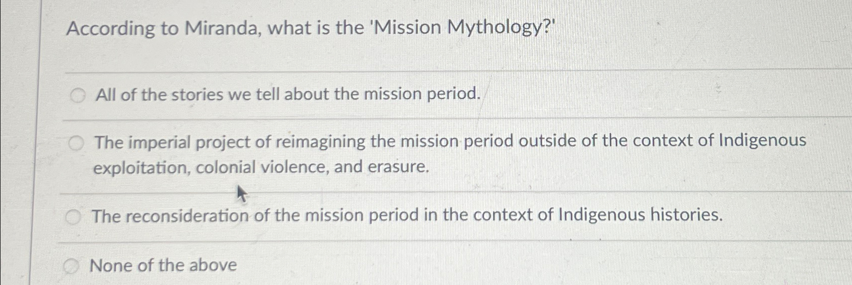 Solved According to Miranda, what is the 'Mission | Chegg.com