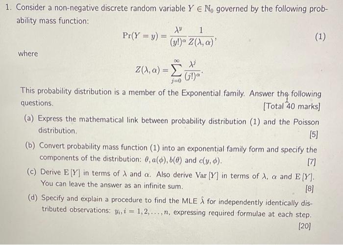 X 1. Consider a non-negative discrete random variable | Chegg.com