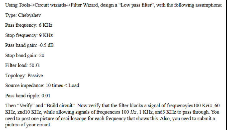 Solved Using Tools->Circuit wizards->Filter Wizard, design a | Chegg.com