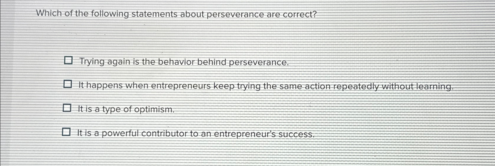 Solved Which of the following statements about perseverance | Chegg.com