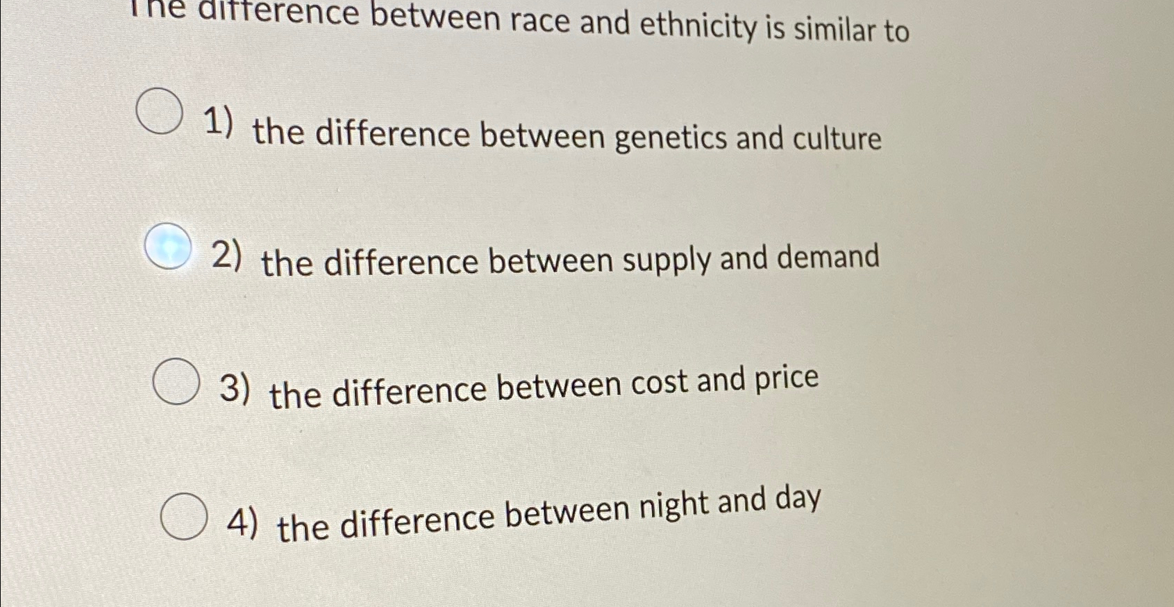 Solved Ine difterence between race and ethnicity is similar | Chegg.com
