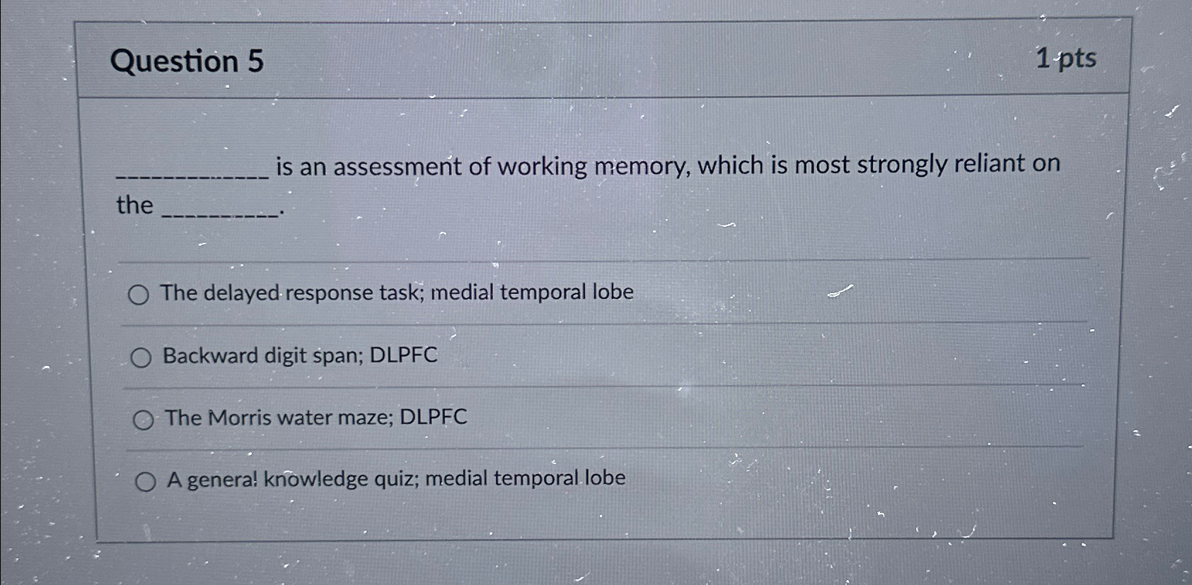 Solved Question 51pts ﻿is an assessment of working memory, | Chegg.com