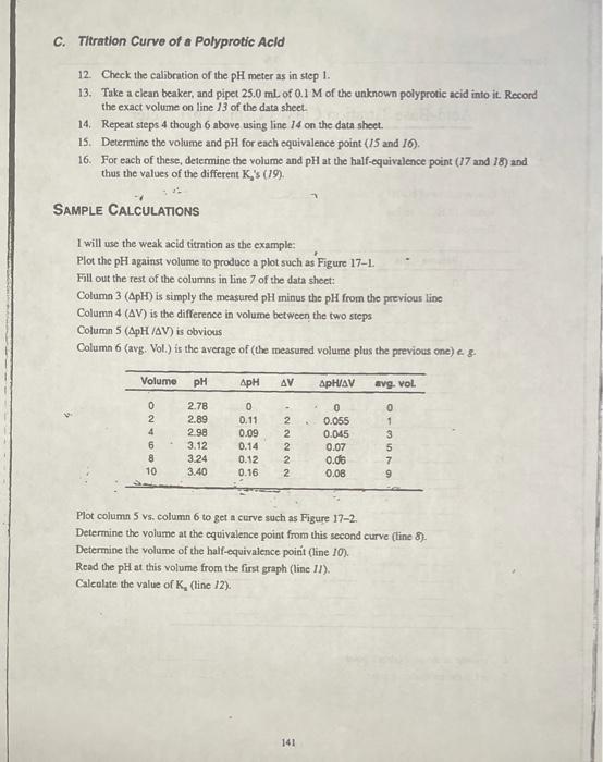 Solved EXPERIMENT 17 Acid-Base Titration Curves Using a pH | Chegg.com