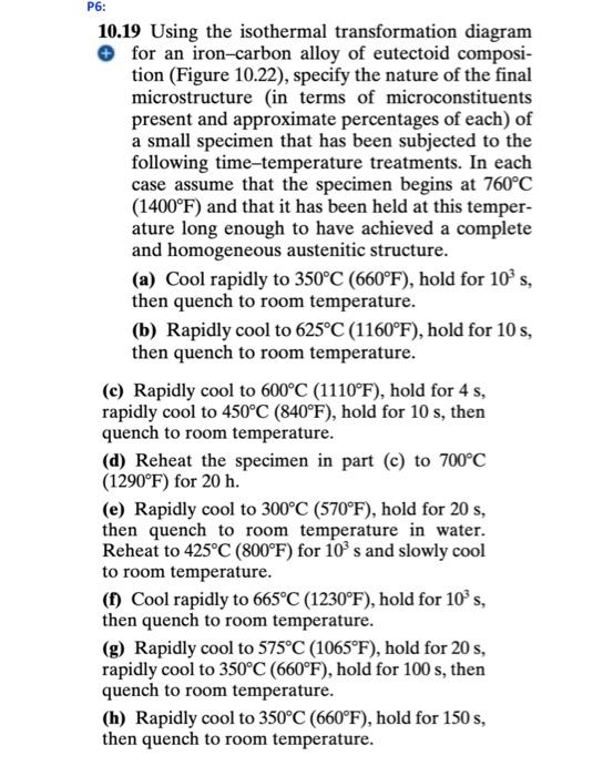 Solved P6: 10.19 Using the isothermal transformation diagram | Chegg.com
