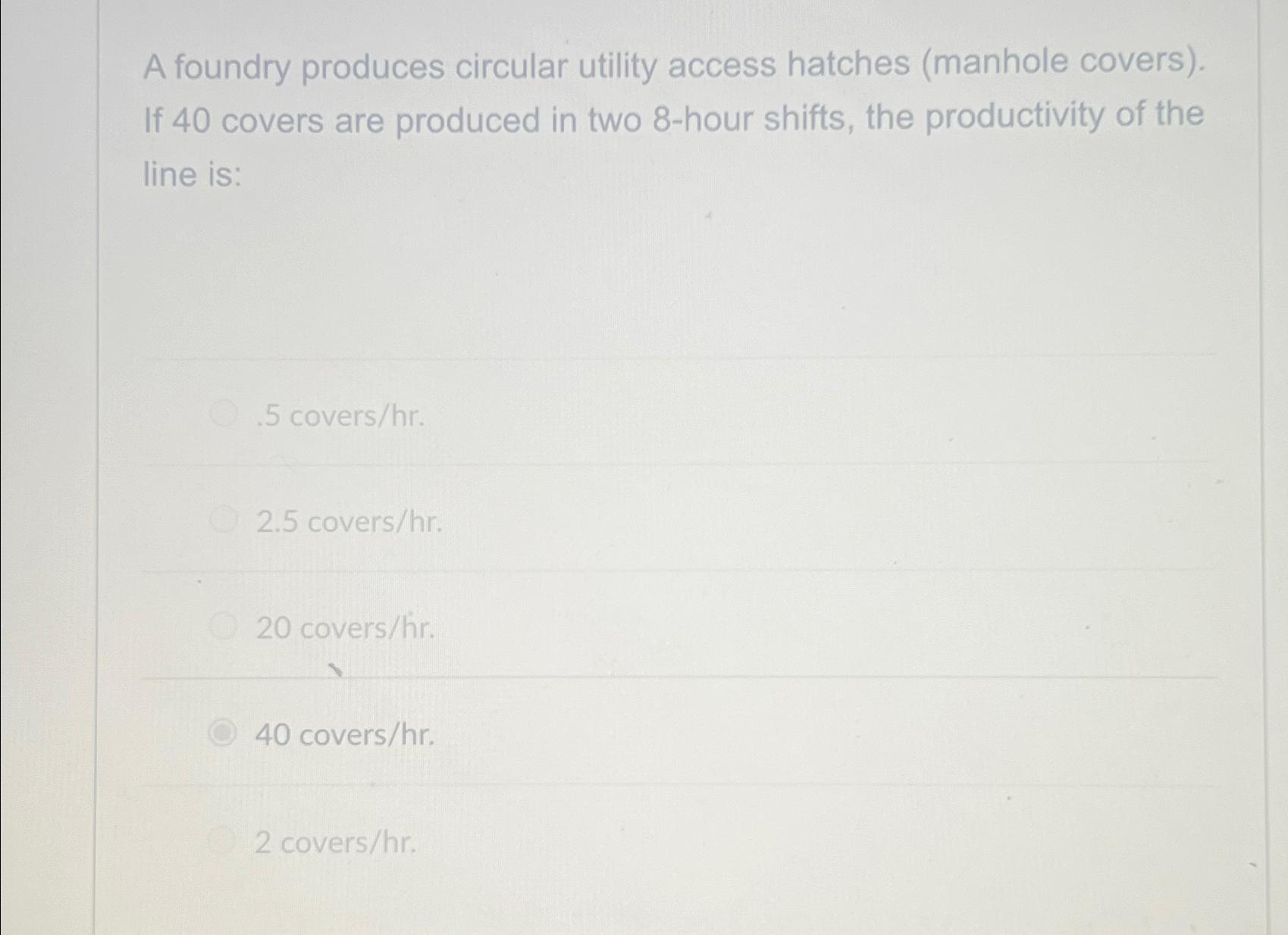 Solved A foundry produces circular utility access hatches | Chegg.com
