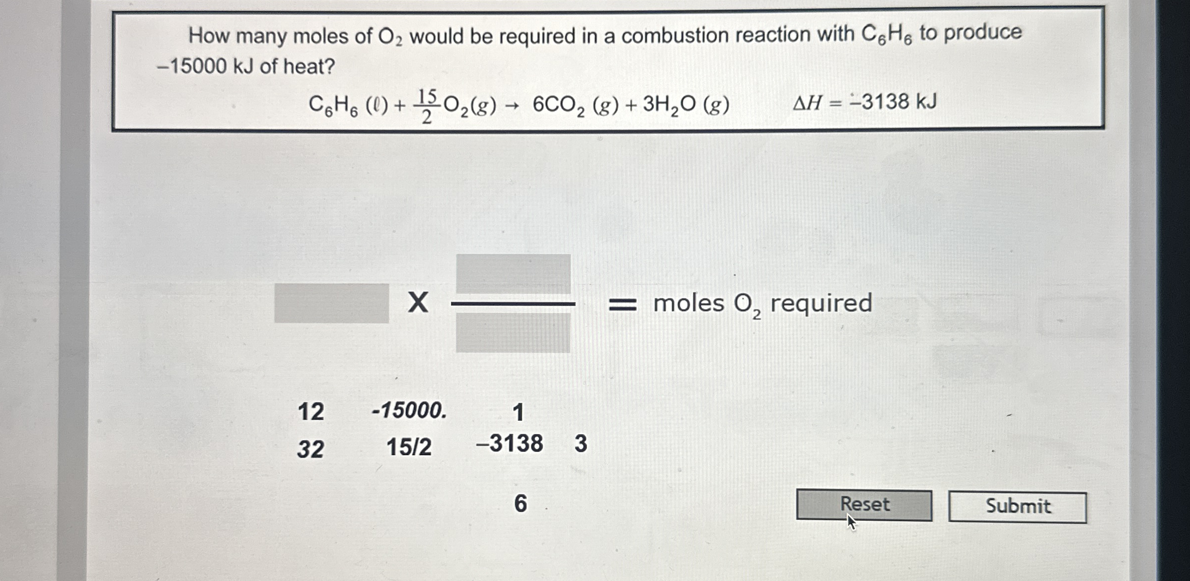 Solved How many moles of O2 ﻿would be required in a | Chegg.com