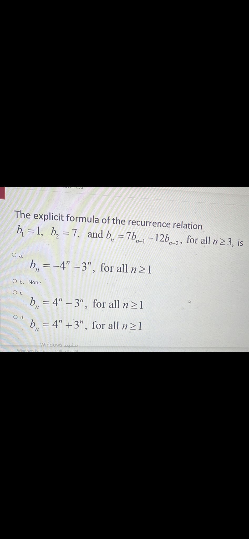 Solved The explicit formula of the recurrence | Chegg.com