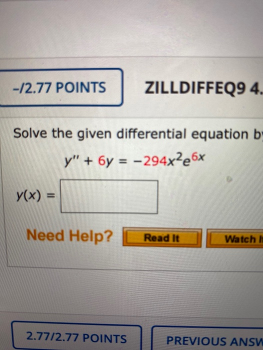 Solved -12.77 POINTS ZILLDIFFEQ9 4. Solve the given | Chegg.com