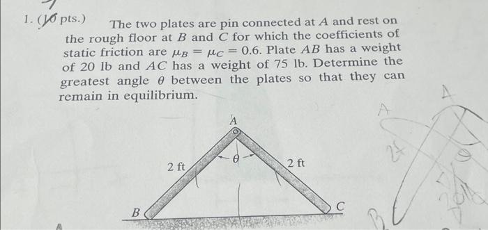 Solved W pts.) The two plates are pin connected at A and | Chegg.com