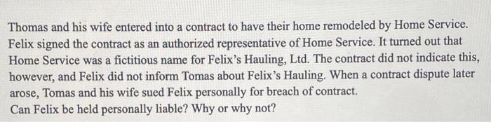 Solved Thomas and his wife entered into a contract to have | Chegg.com